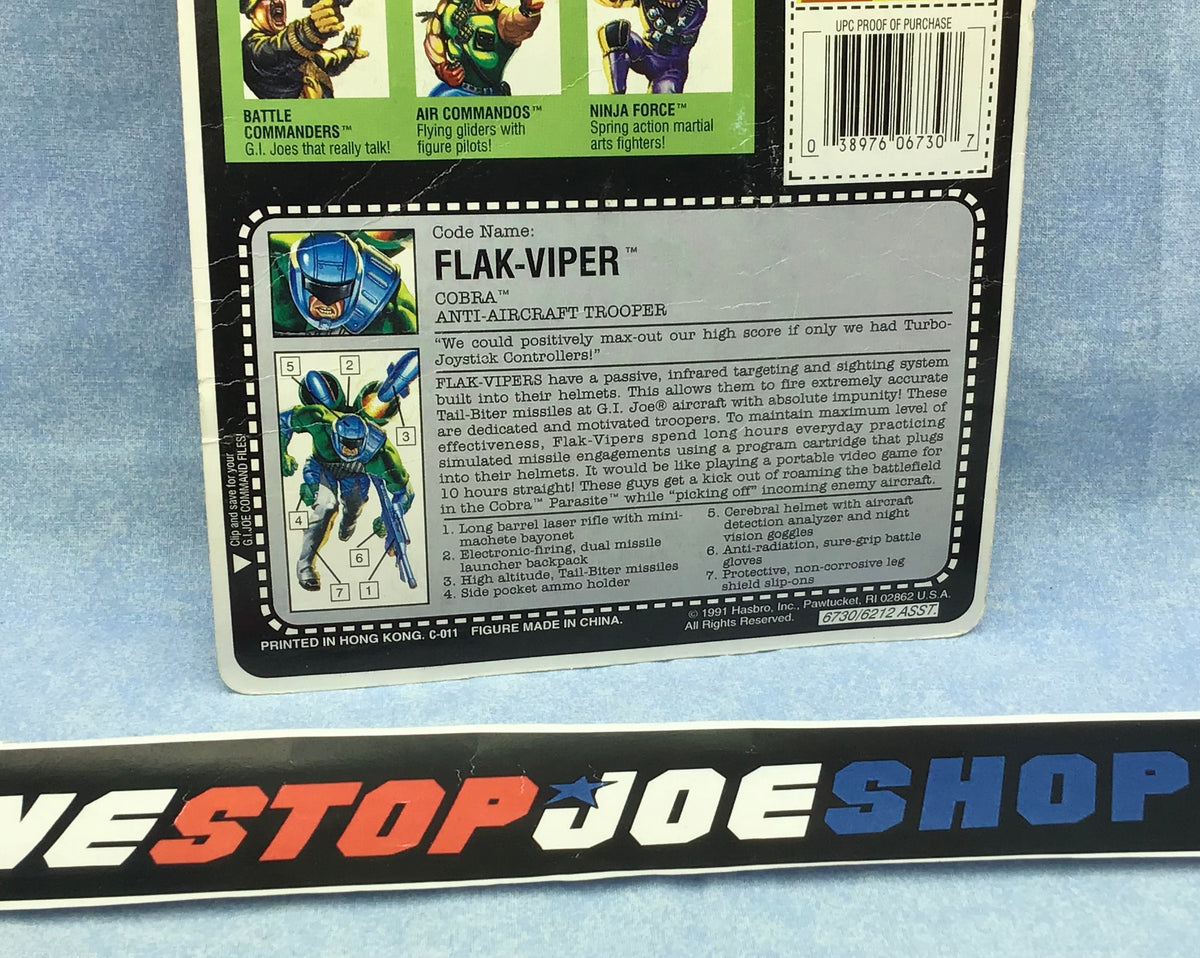 1992 VINTAGE ARAH FLAK-VIPER V1 FULL FILE CARD – THE G.I. JOE SHOP ...