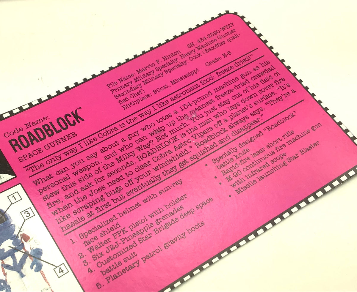 1993 VINTAGE ARAH ROADBLOCK V6 FILE CARD – THE G.I. JOE SHOP ...