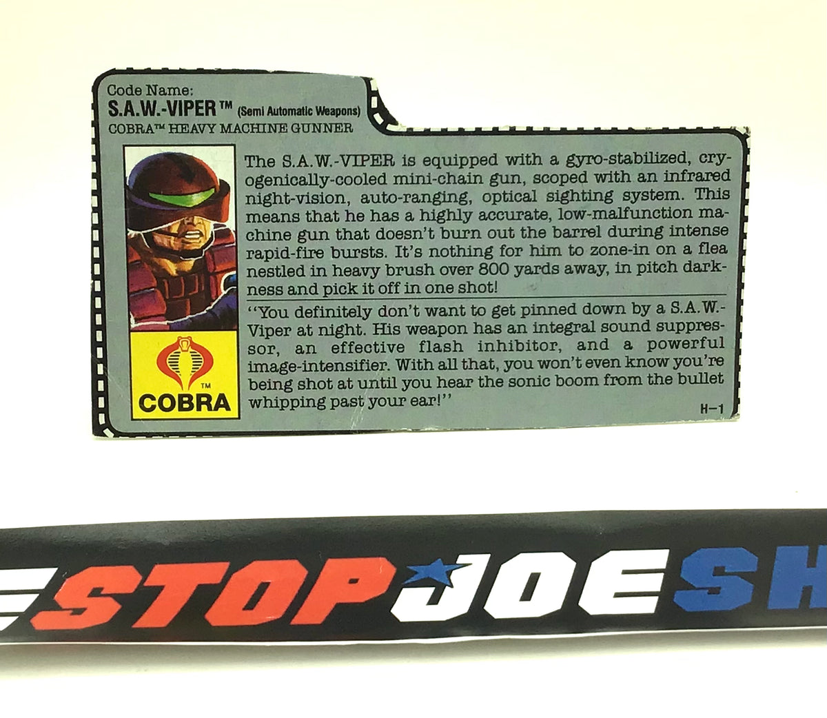 1990 VINTAGE ARAH S.A.W. SAW VIPER V1 FILE CARD (a) – THE G.I. JOE SHOP ...