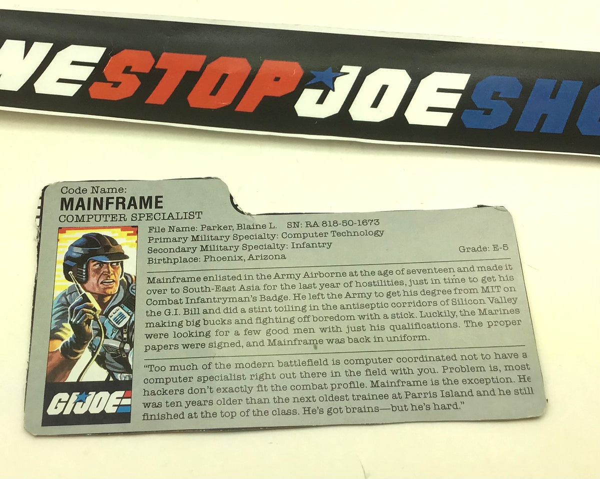 1986 VINTAGE ARAH MAINFRAME V1 FILE CARD (h) – THE G.I. JOE SHOP ...