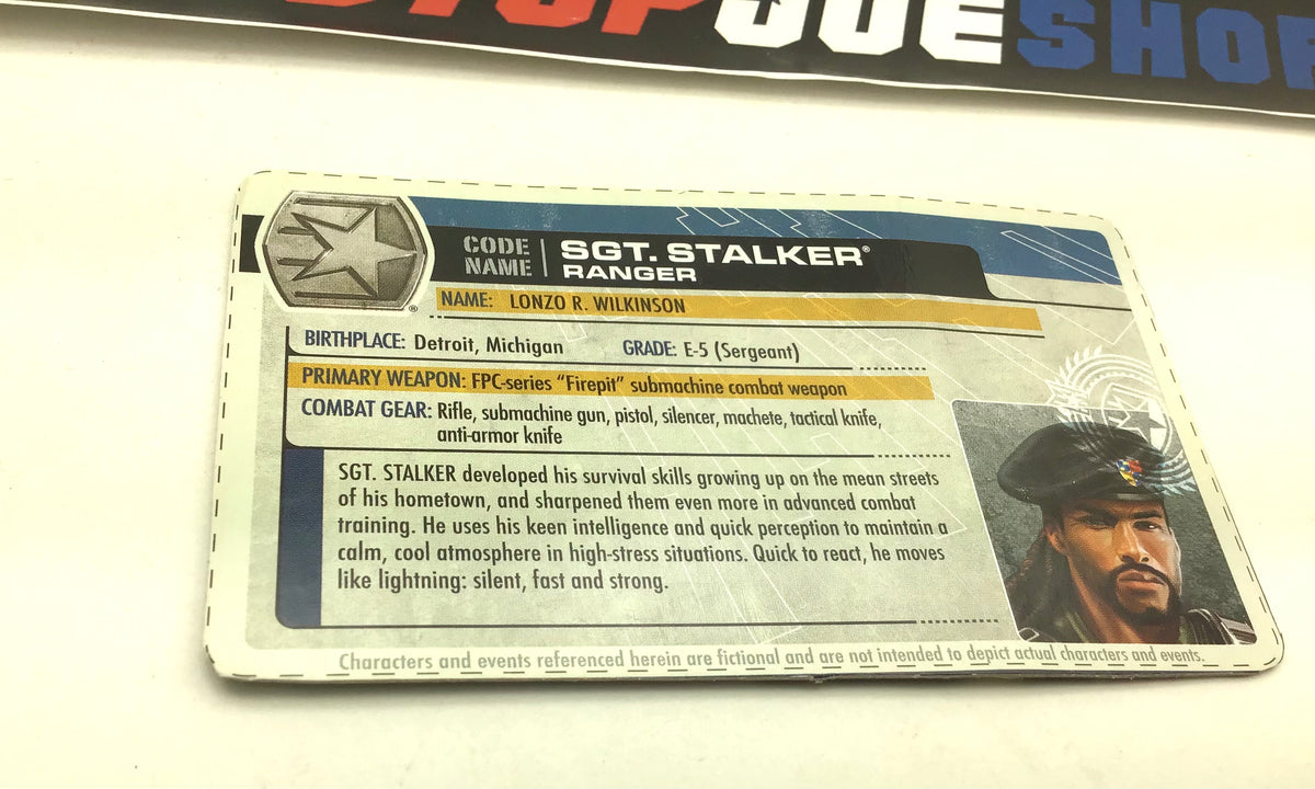 2011 30TH ANNIVERSARY SGT. STALKER V13 FILE CARD (a) – THE G.I. JOE ...