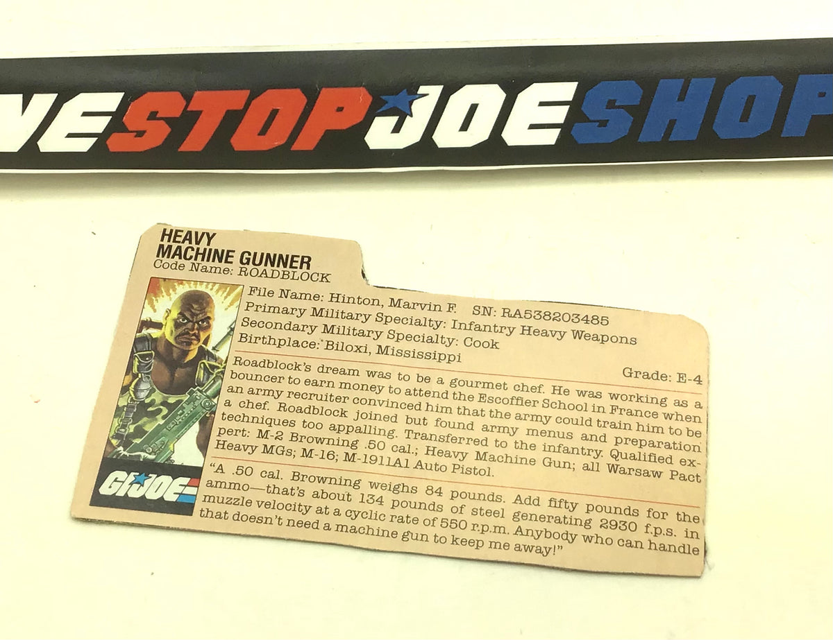 1984 VINTAGE ARAH ROADBLOCK V1 FILE CARD (j) – THE G.I. JOE SHOP ...