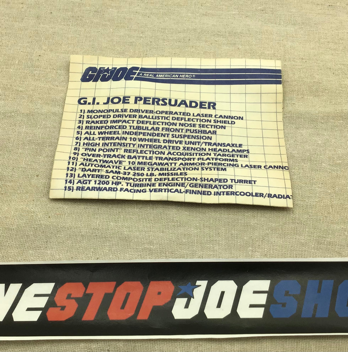 1987 VINTAGE ARAH PERSUADER VEHICLE BLUEPRINTS – THE G.I. JOE SHOP ...