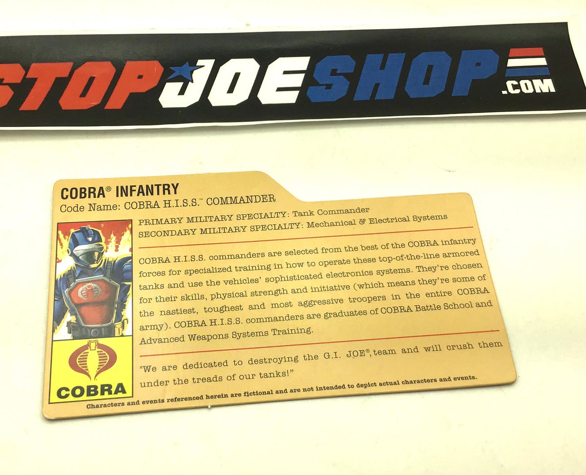 2008 25TH ANNIVERSARY H.I.S.S. HISS COMMANDER V1 FILE CARD – THE G.I ...