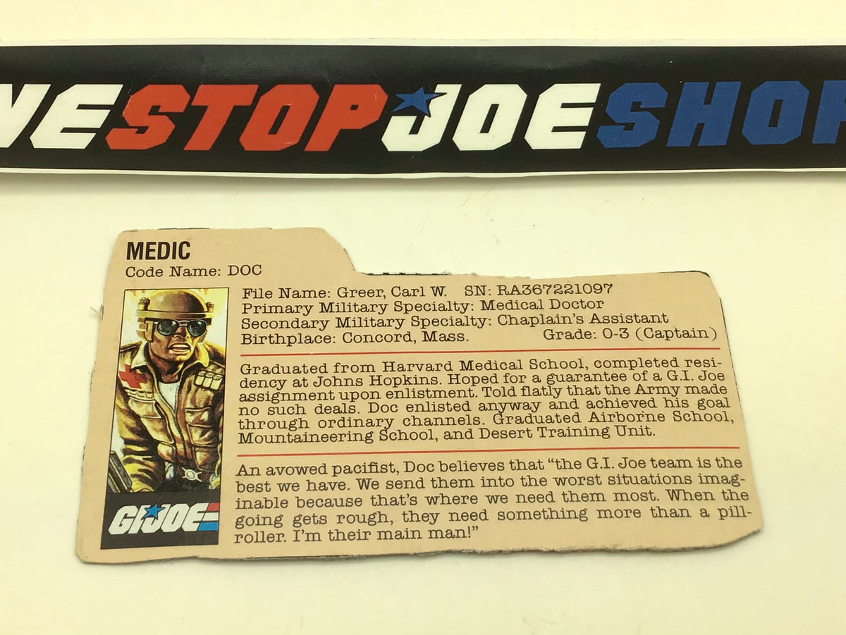 1983 VINTAGE ARAH G.I. JOE DOC V1 FILE CARD (h) – THE G.I. JOE SHOP ...