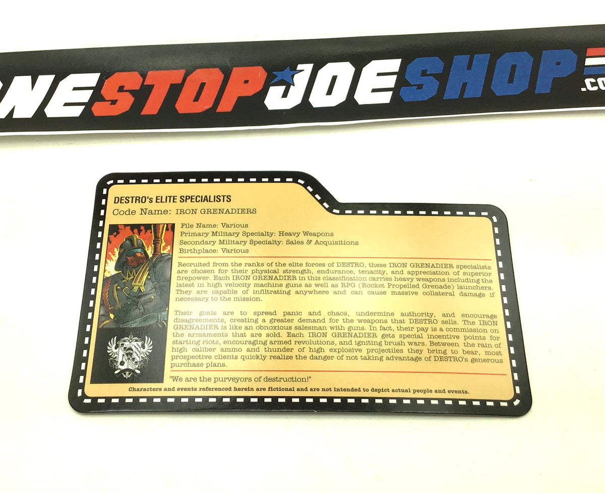 2012 JOECON IRON GRENADIERS V10 FILE CARD – THE G.I. JOE SHOP ...